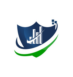 Data center logo database hosting emblem digital Vector Image