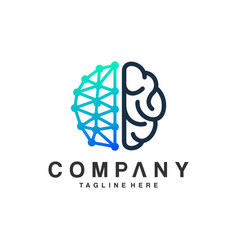 Digital brain logo design template electric Vector Image