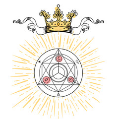 Alchemy symbol with royal crown sacred geometry Vector Image