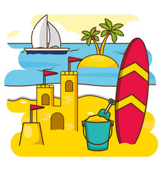 Bucket and shovel pineapple tropical summer Vector Image