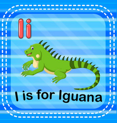 Cute zoo animal alphabet i for iguana Royalty Free Vector