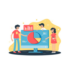 Girl presents project charts and graph info Vector Image