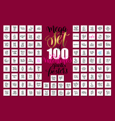 Mega set of 200 hand lettering calligraphy quotes Vector Image