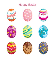 Colourful easter eggs decorating icons set Vector Image