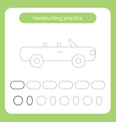 Car kids toys theme handwriting practice sheet Vector Image