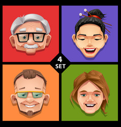 Funny colorful square faces set Royalty Free Vector Image