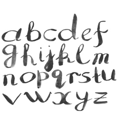 Handwritten calligraphic black watercolor alphabet