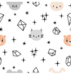Cute seamless pattern with hand drawn animals Vector Image