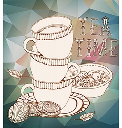 Tea time background with text Royalty Free Vector Image