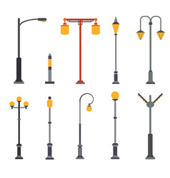 Street clocks and a lamp post hand-drawn Vector Image