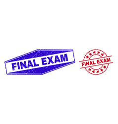 Final exam corroded stamp seals in round Vector Image