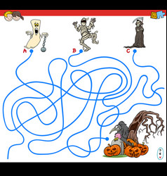 Differences game with spooky halloween characters Vector Image