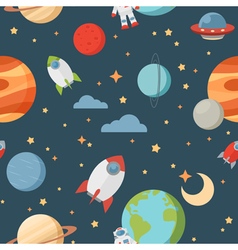 Seamless children cartoon space pattern Royalty Free Vector