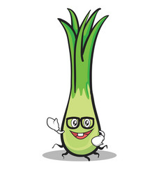 Joy face leek character cartoon Royalty Free Vector Image