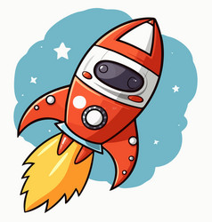 Cute cartoon colorful rocket in space Royalty Free Vector