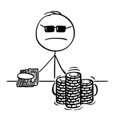 Cartoon poker player taking a gamble and Vector Image