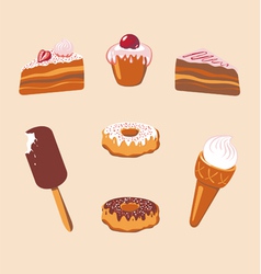 Sweet stickers food badges set stickers donuts Vector Image