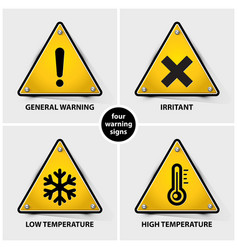 Set of yellow warning signs Royalty Free Vector Image