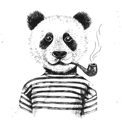 Hand drawn of hipster panda Royalty Free Vector Image