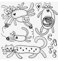 Cats set characters cute cat meow Royalty Free Vector Image