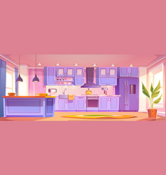 Cartoon modern kitchen interior background Vector Image