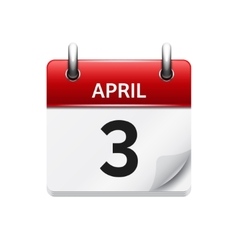 April 3 flat daily calendar icon Date and Vector Image
