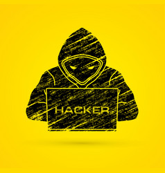 Black icon anonymous hacker Royalty Free Vector Image