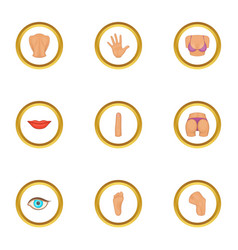 Body icons set cartoon style Royalty Free Vector Image