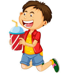 Little boy drinking from a cup Royalty Free Vector Image