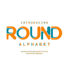 Stencil typeface black modular round alphabet Vector Image