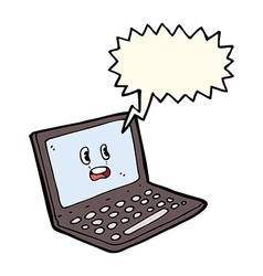 Cartoon laptop computer with speech bubble Vector Image