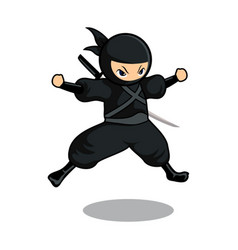 Black ninja cartoon jump Royalty Free Vector Image