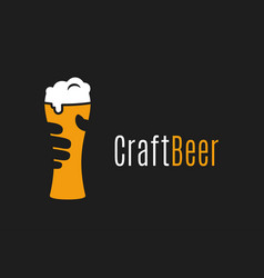 Beer bottle with glass beer splash logo on black Vector Image