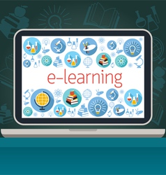 School online e-learning objects background Vector Image