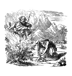 Vintage drawing biblical story moses and Vector Image