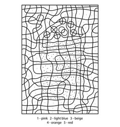 Color number education game pig Royalty Free Vector Image