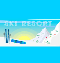 Ski resort extreme activity banner skiing and Vector Image