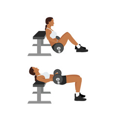 Woman doing barbell hip thrusts exercise Vector Image