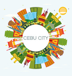 Cebu city philippines skyline with color buildings