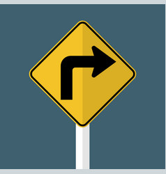 Left turn ahead traffic sign on transparent Vector Image