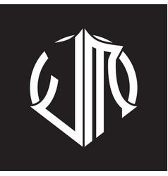 Jm logo monogram with piece circle ribbon style Vector Image