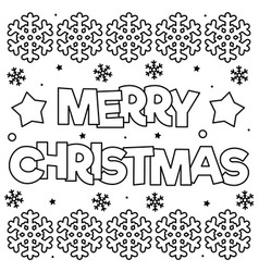 Merry christmas coloring page black and white Vector Image