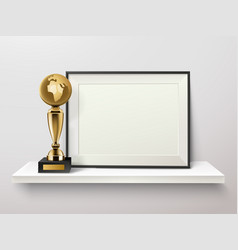 Glass trophy award first place prize plaque Vector Image