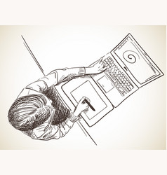 Girl with laptop Royalty Free Vector Image - VectorStock