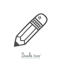 A doodle boy holding pencil Royalty Free Vector Image