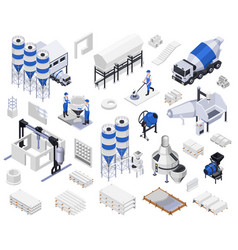 Cement production isometric icons Royalty Free Vector Image