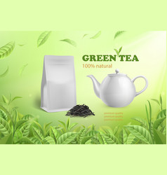 Tea advertising flyer poster or banner template Vector Image