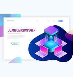 Isometric quantum computing or supercomputing Vector Image