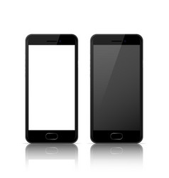 Black color mobile phone with blank and dark Vector Image