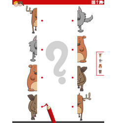 Match jigsaw puzzles cartoon wild animals Vector Image